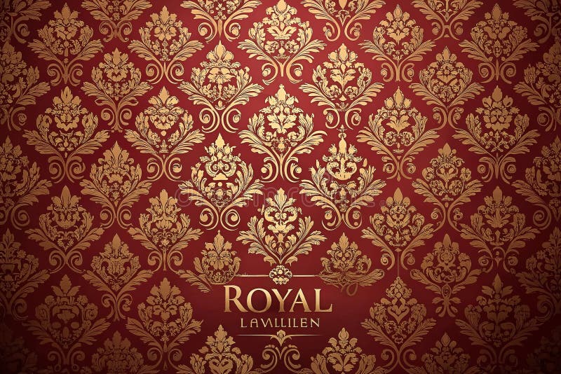 Royal Damask Wallpaper Design, Elegant Background, Gold on Red Stock ...