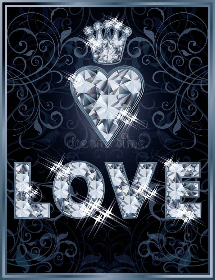Royal Diamond love card stock vector. Illustration of heart - 49765240