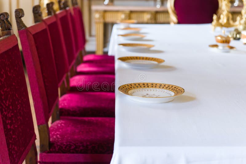 Royal dinner table stock photo. Image of details, dishes - 35772180