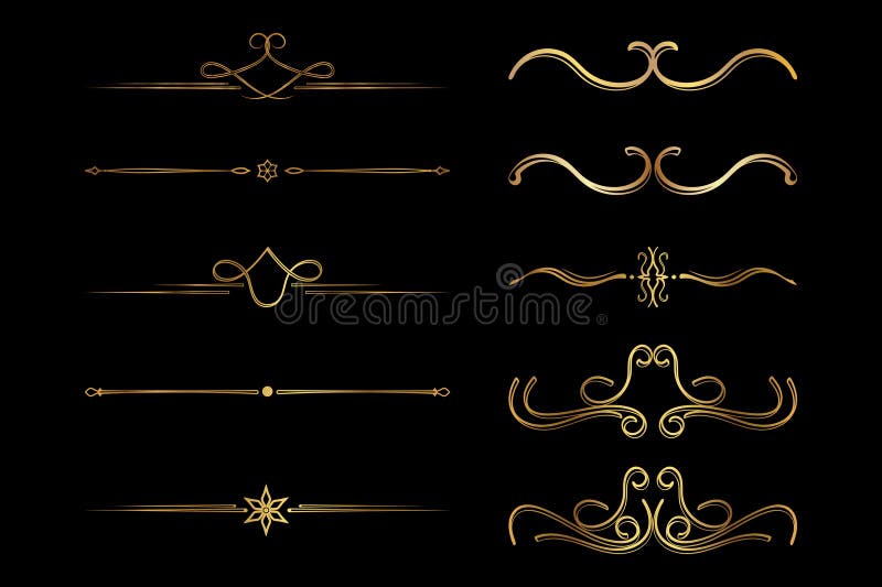 Royal Divider Set of Flourish Elegant Gold Separator Elements Stock ...