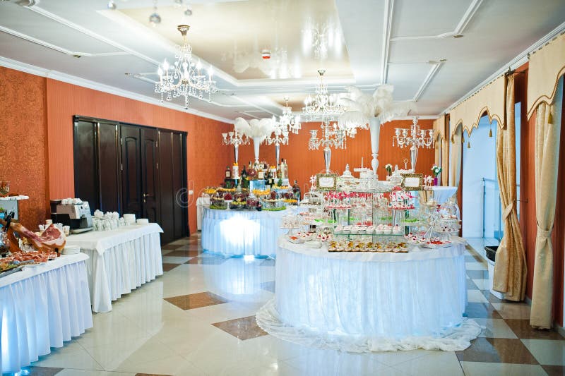 Royal Elegance Wedding Reception Table with Different Sweets. Stock ...