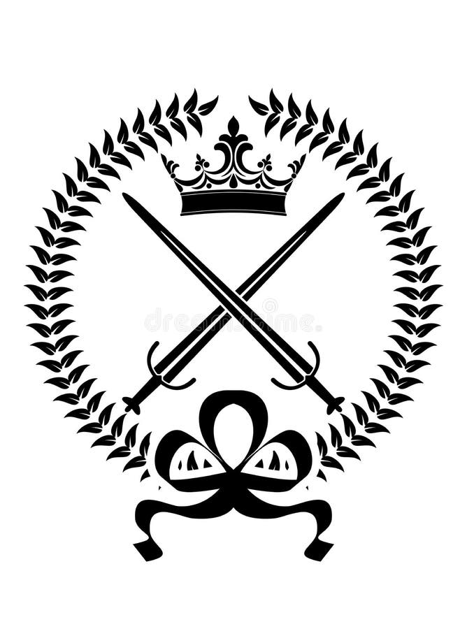 Crossed Epee Swords and Shield Vector Stock Vector - Illustration of ...