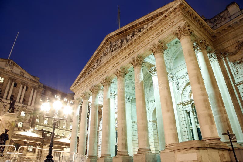 Royal Exchange stock photo. Image of city, exterior, night - 22336056