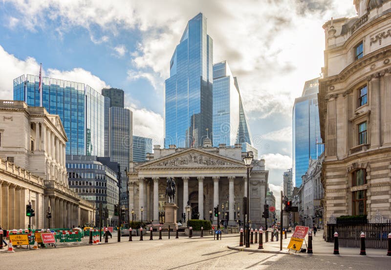 Royal Exchange Building in City of London, UK Stock Illustration ...