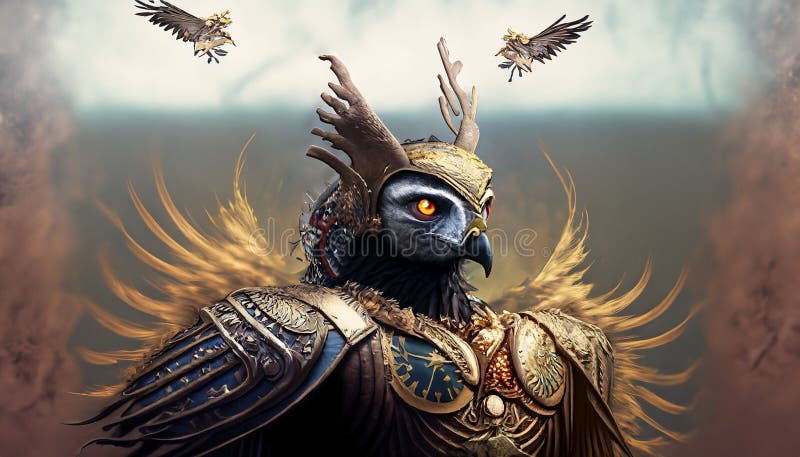 Royal falcon in armor stock illustration. Illustration of golden ...