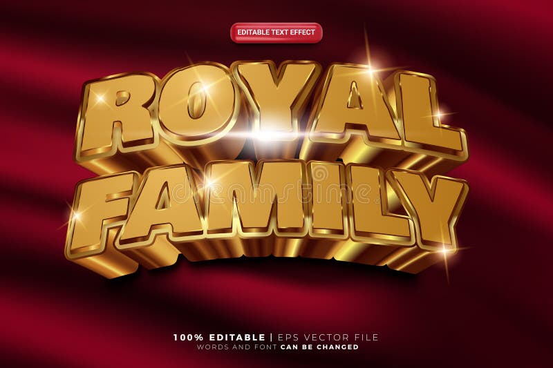 Royal Family Bold 3D Gold Editable Text Effect Style Stock Vector ...