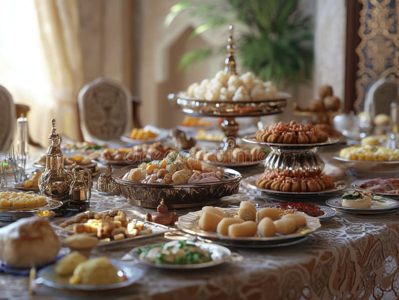 Royal Feast Table Setting stock photo. Image of pastries - 358488814