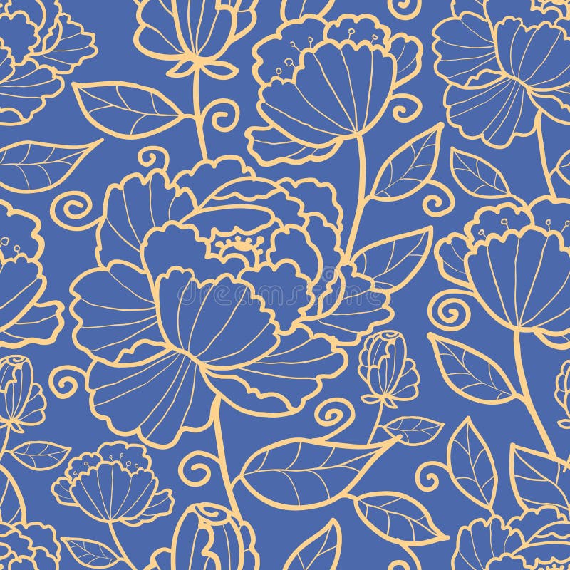 Royal Flowers and Leaves Seamless Pattern Stock Vector - Illustration ...