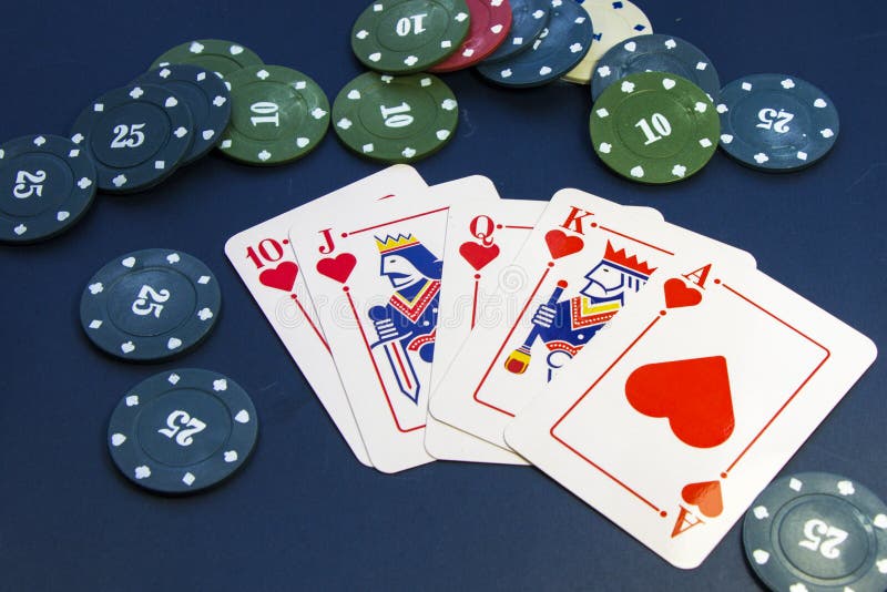 Royal Flush Cards. Card Game, Cards on the Table Stock Image - Image of ...