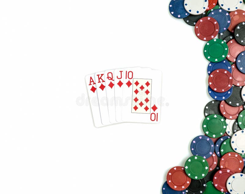 Royal Flush Diamond Poker Combination. Isolated Stock Photo - Image of ...