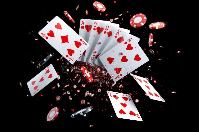 Royal Flush Explosion Cards Flying Down from the Sky Stock Image ...