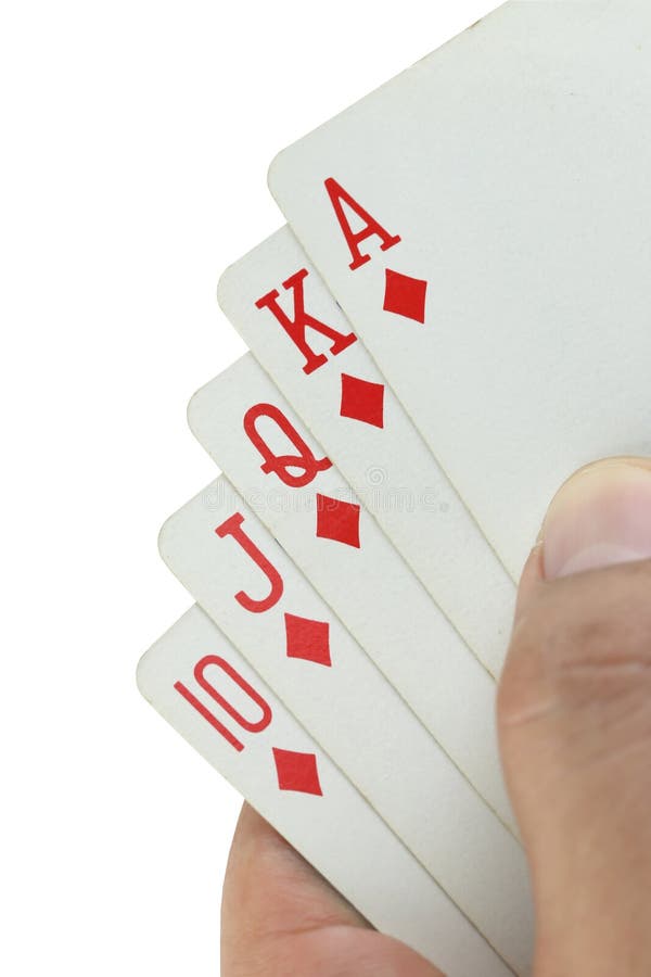 Royal Flush Playing Cards in Hand. Stock Image - Image of king, leisure ...