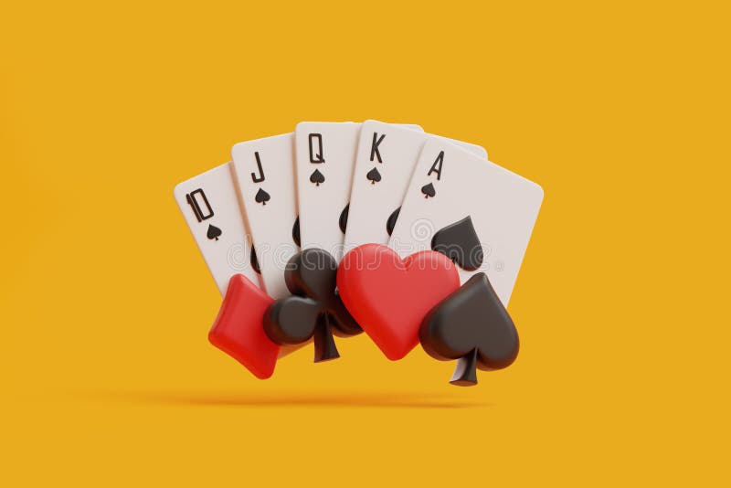 Royal Flush with Poker Chips on Orange Background Stock Illustration ...