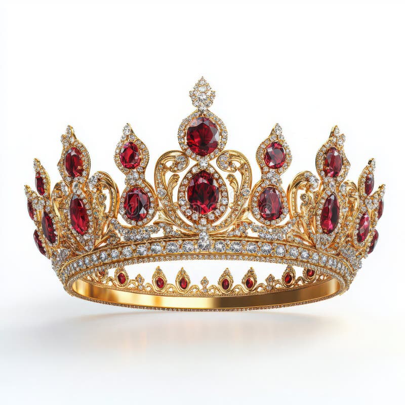 Royal Gold Crown with Red Rubies and Diamonds Stock Illustration ...