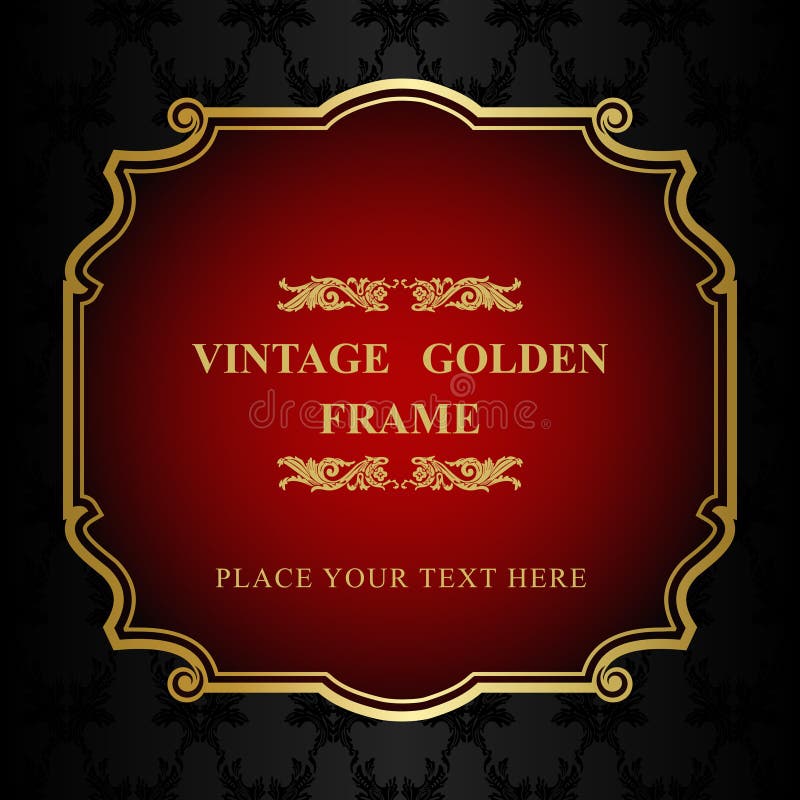 Royal Gold Picture Frame on the Dark Wallpaper Stock Vector ...