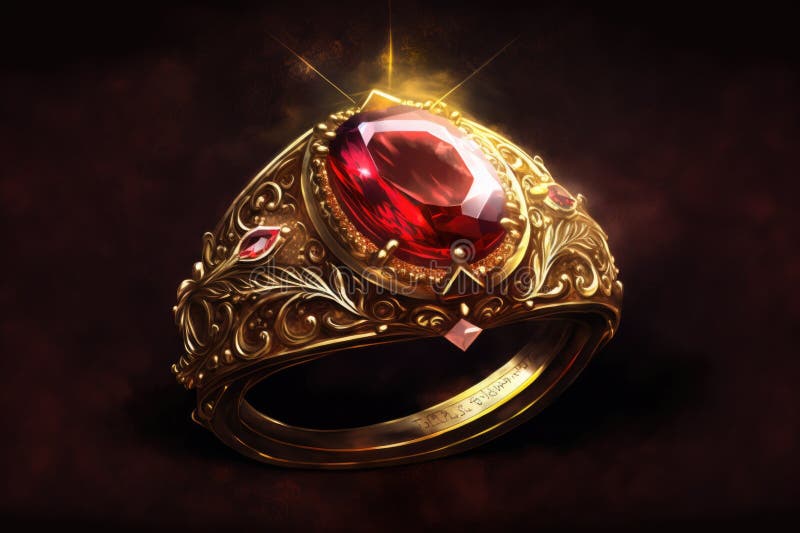 Royal Gold Ring with a Large Ruby in the Center AI Generation Stock ...