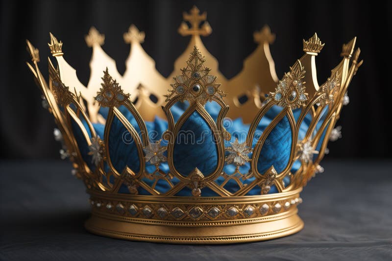 Royal Golden Crown with Blue and Gold Pattern. Generative Ai Stock ...