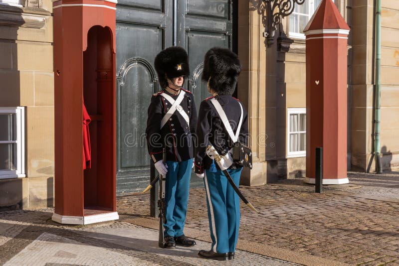 Royal Guard in Amalienborg Castle in Copenhagen Editorial Stock Photo ...