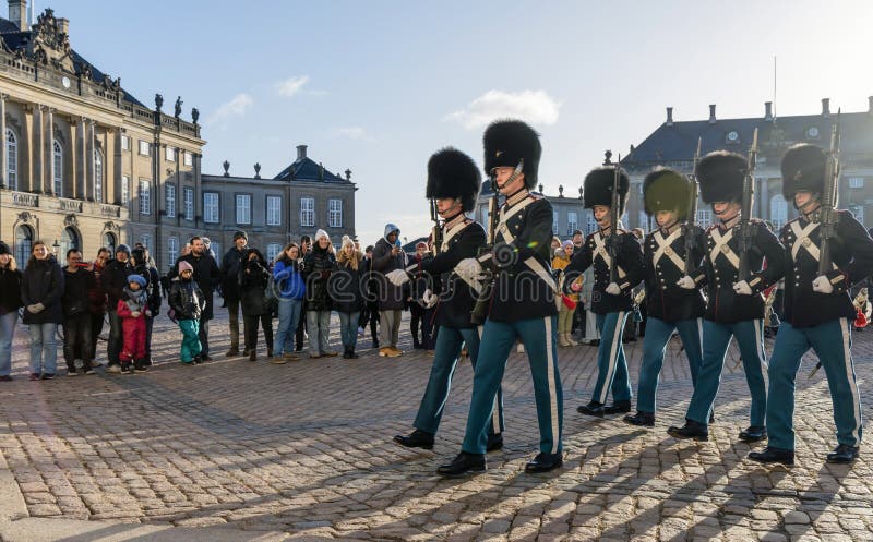 Royal Guard in Amalienborg Castle in Copenhagen Editorial Photography ...