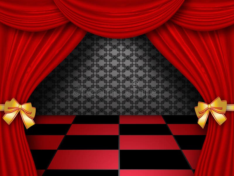 Royal Hall with Red Curtains Stock Vector - Illustration of curtain ...