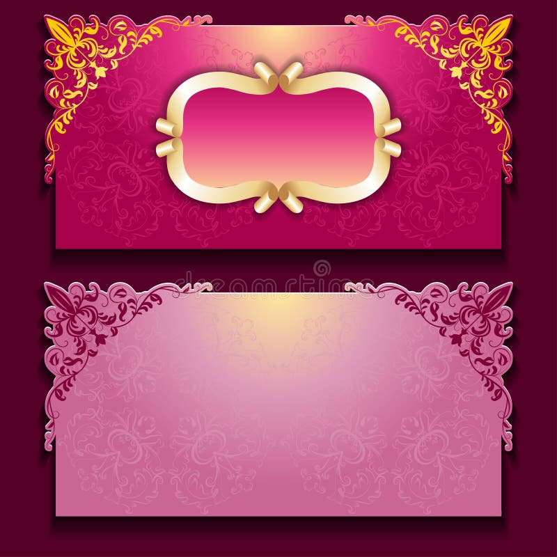 Set of Royal Invitation Cards with Frame Stock Vector - Illustration of ...