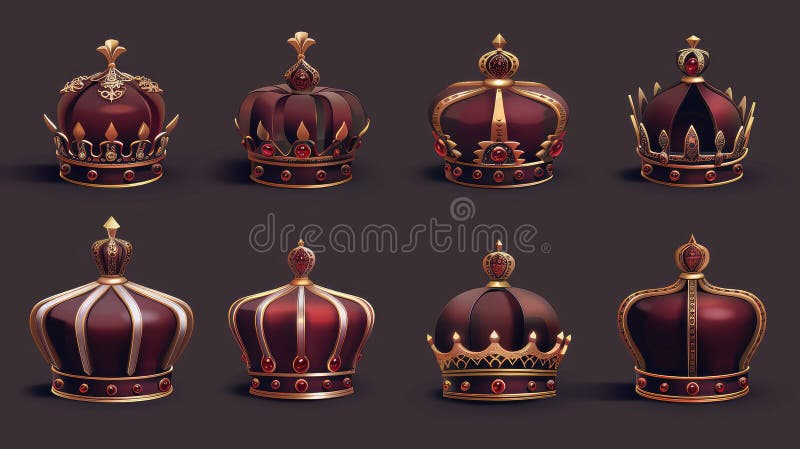 Royal King Crown in Different Angles Stock Illustration - Illustration ...