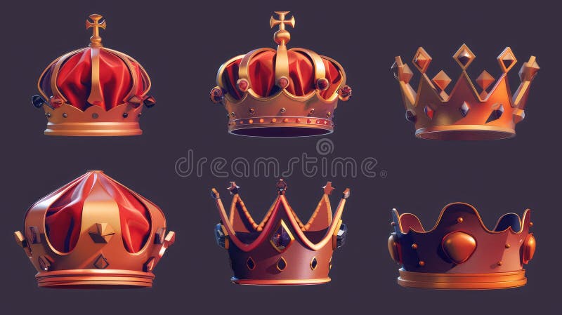 Royal King Crown in Different Angles Stock Illustration - Illustration ...