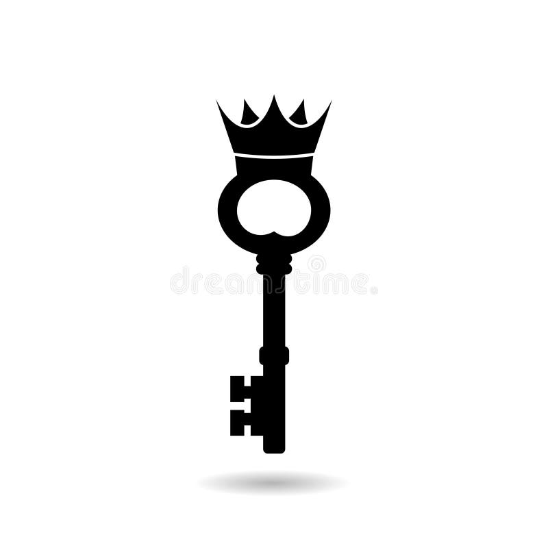 Royal King Key Crown Logo Design with Shadow Stock Vector ...