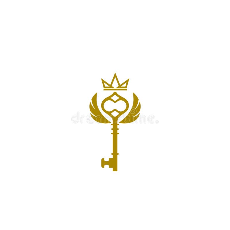 Royal King Key Crown Logo Icon Isolated on White Background Stock ...