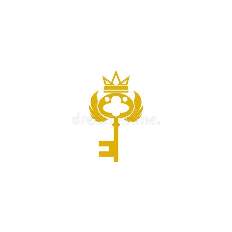 Royal King Key Crown Logo Icon Isolated on White Background Stock ...