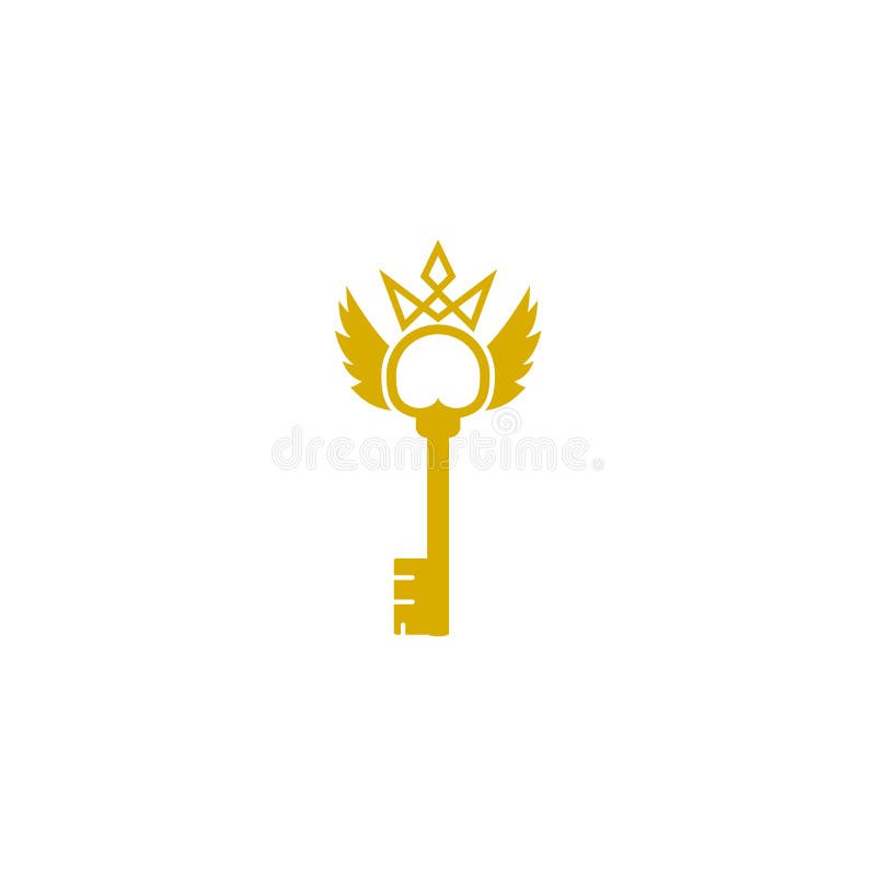 Royal King Key Crown Logo Icon Isolated on White Background Stock ...