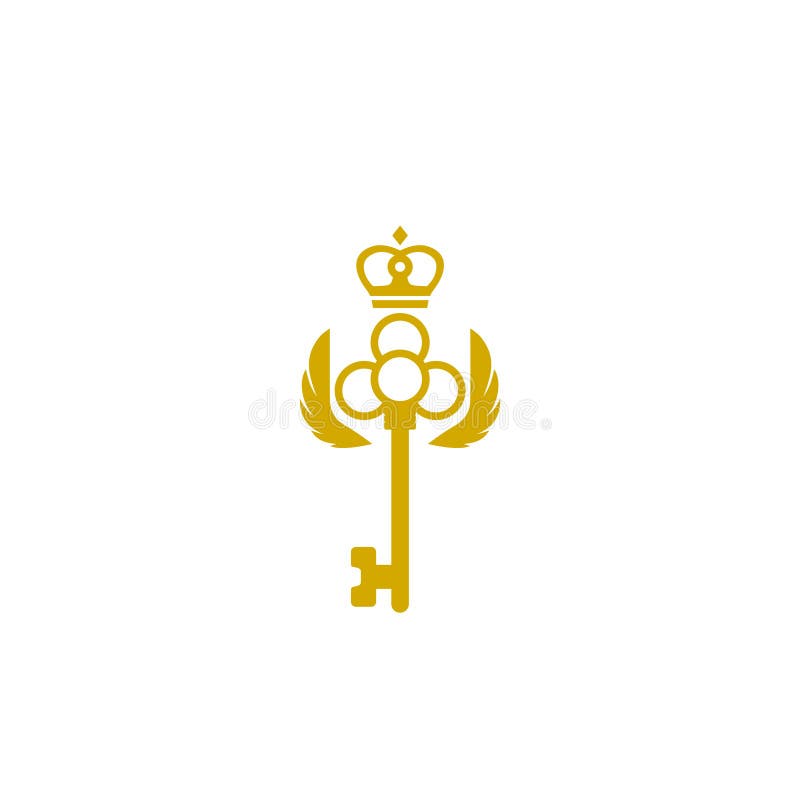 Royal King Key Crown Logo Icon Isolated on White Background Stock ...