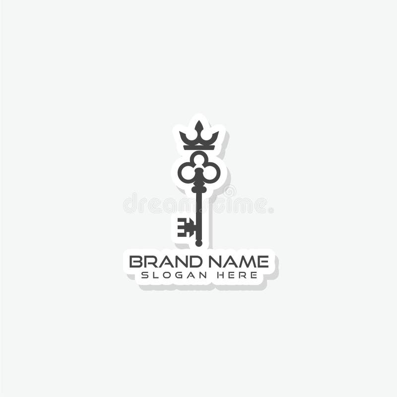 Royal King Key Crown Logo Icon Sticker Stock Vector - Illustration of ...