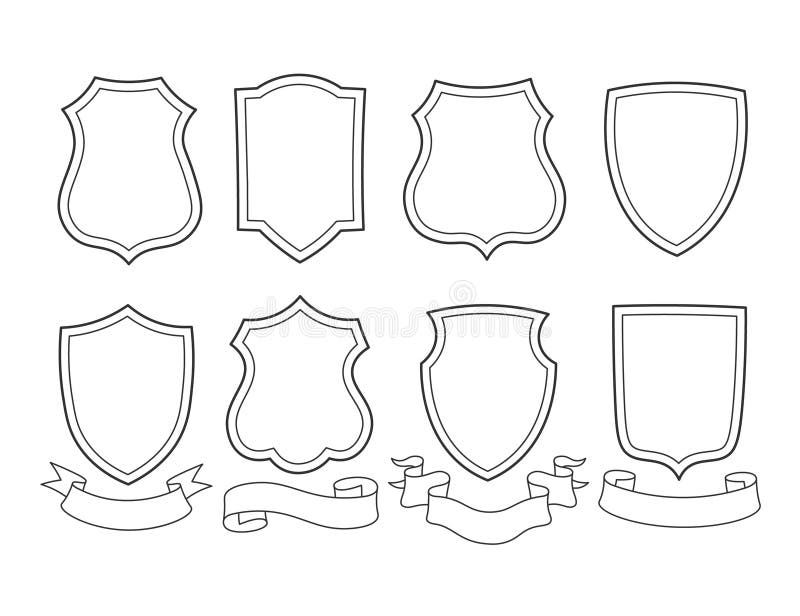Royal Knight Shield Empty Blank Frame Shape Template with Heraldic ...