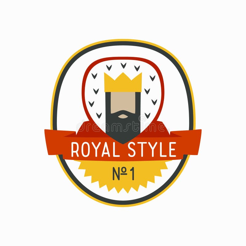 Royal Label with Cartoon King with Beard and Crown Stock Vector ...