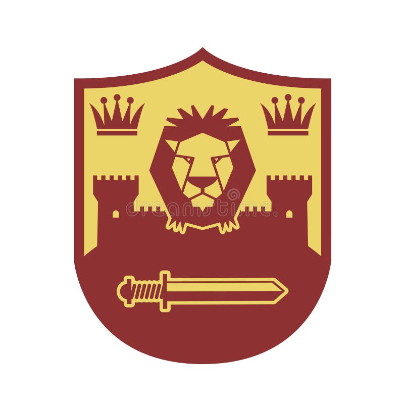 Royal Lion shield design stock vector. Illustration of medieval - 158177369