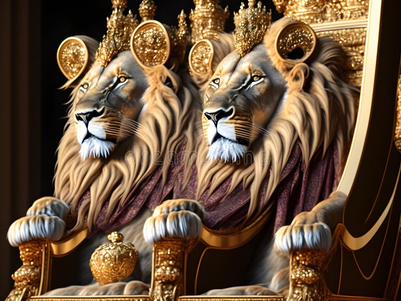 Royal Lion in Crown Sitting on a Throne. Ai Generative Stock ...
