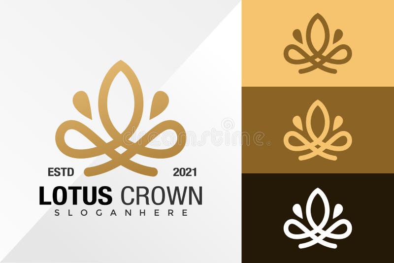 Royal Lotus Crown Logo Design Vector Template Stock Vector ...