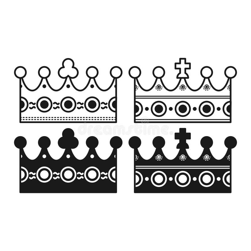Royal Luxury Crown Flat Black and Outline Style Stock Vector ...
