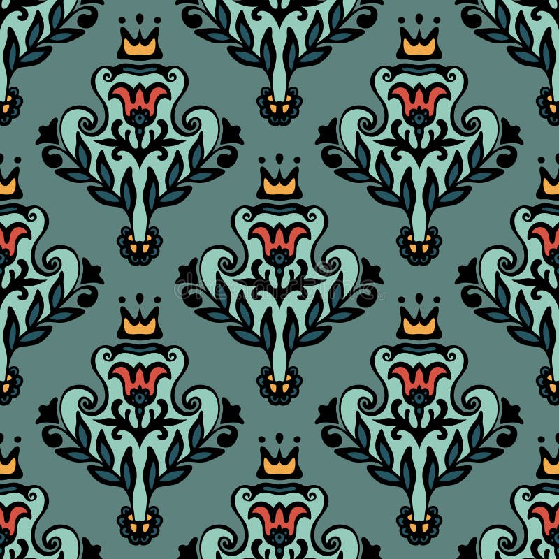 Royal Luxury Damask Seamless Vector Pattern Stock Vector - Illustration ...