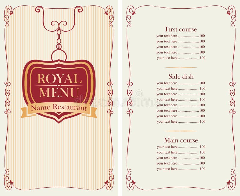 Royal menu for restaurant stock vector. Illustration of cupid - 71847279