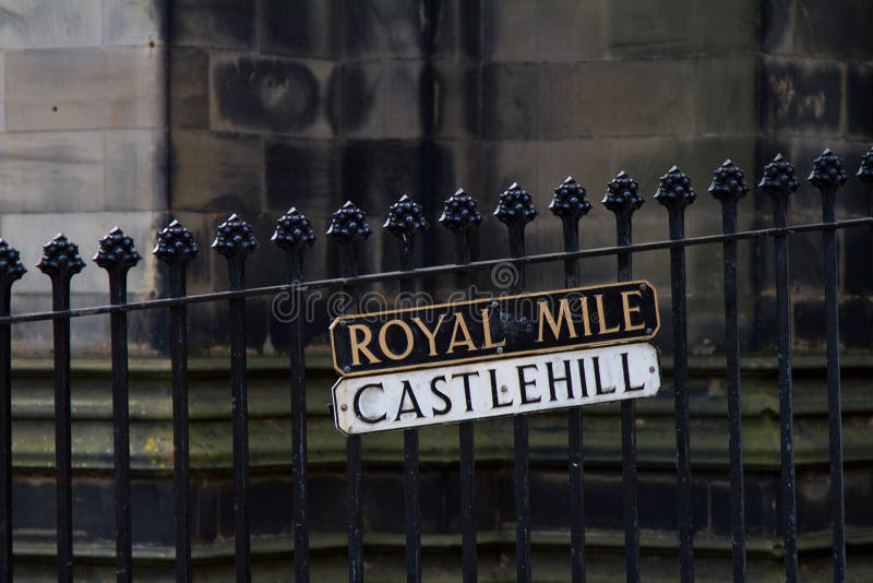 Royal Mile Edinburgh Road Sign Stock Photo - Image of direction, stone ...