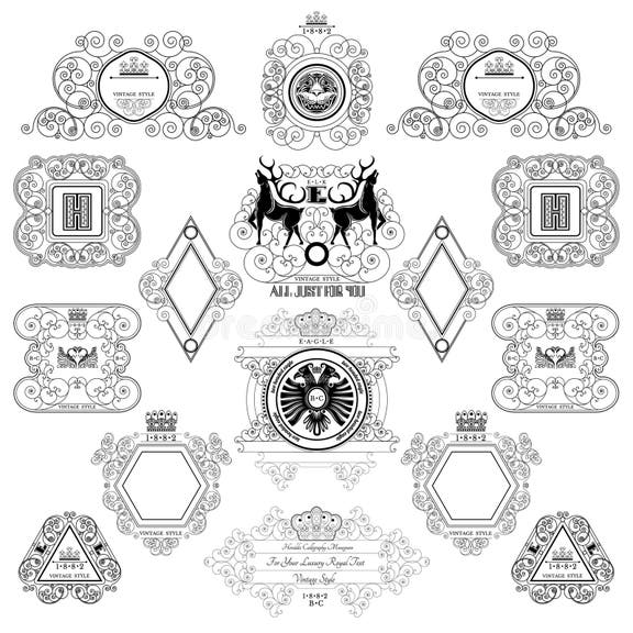 Royal Monogram Design Template. Calligraphic Labels and Frames from ...