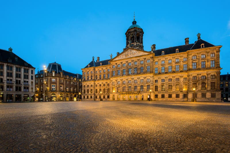 The Royal Palace in Dam Square at Amsterdam, Netherlands. Stock Image ...
