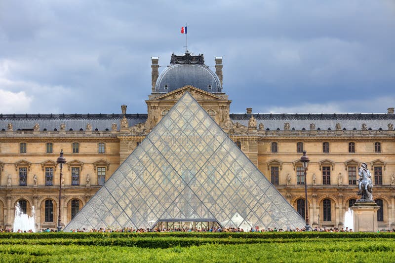 Royal Palace and Pyramid. Paris, France. Editorial Photo - Image of ...