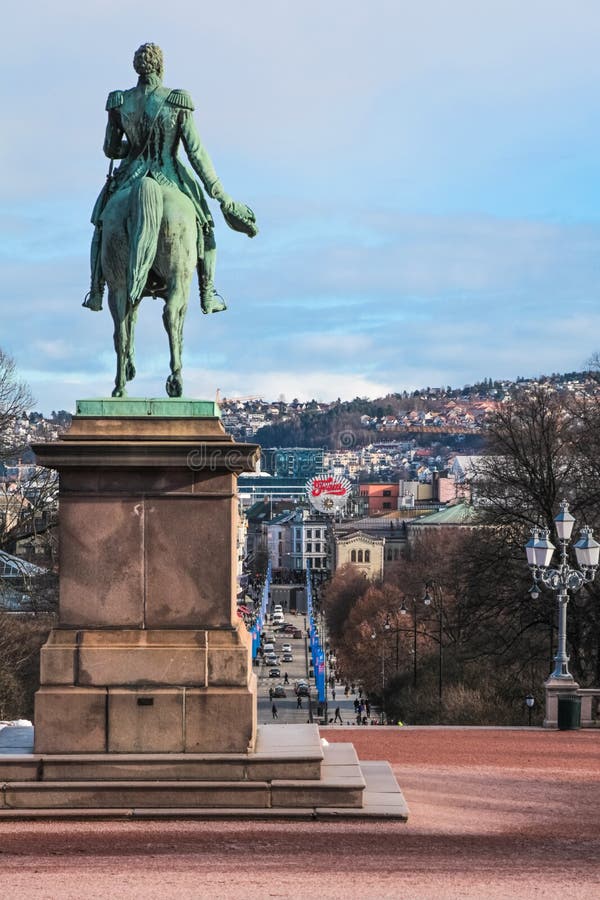 Royal Palace Statue Looking at the City Editorial Stock Photo - Image ...