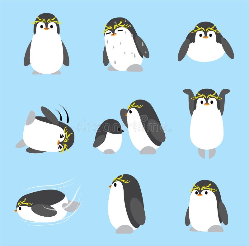 Royal Penguin Cute Set Chibi Cartoon Character Vector Stock Vector ...