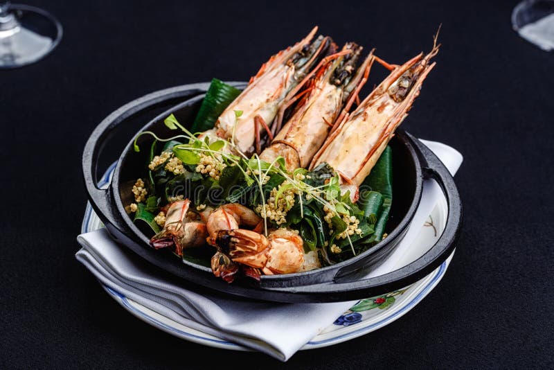 Royal Prawns Served with Herbs and Quinoa Stock Image - Image of nature ...