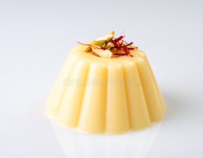 Royal Presentation of Shahi Pudding with Saffron and Nut Topping Stock ...