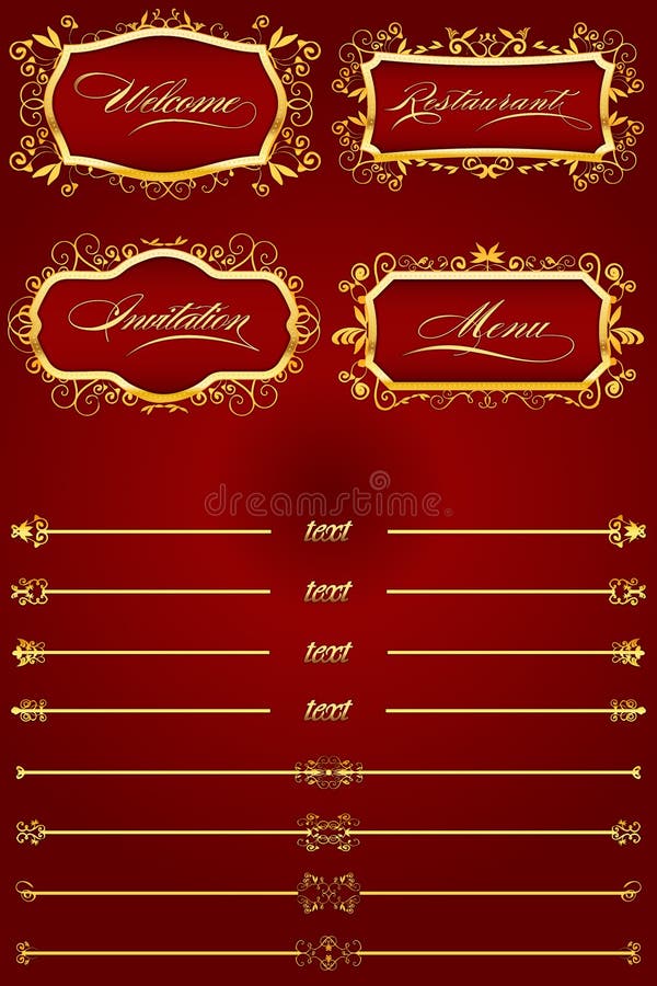 Royal Red Retro Decorative Elements IV Stock Vector - Illustration of ...